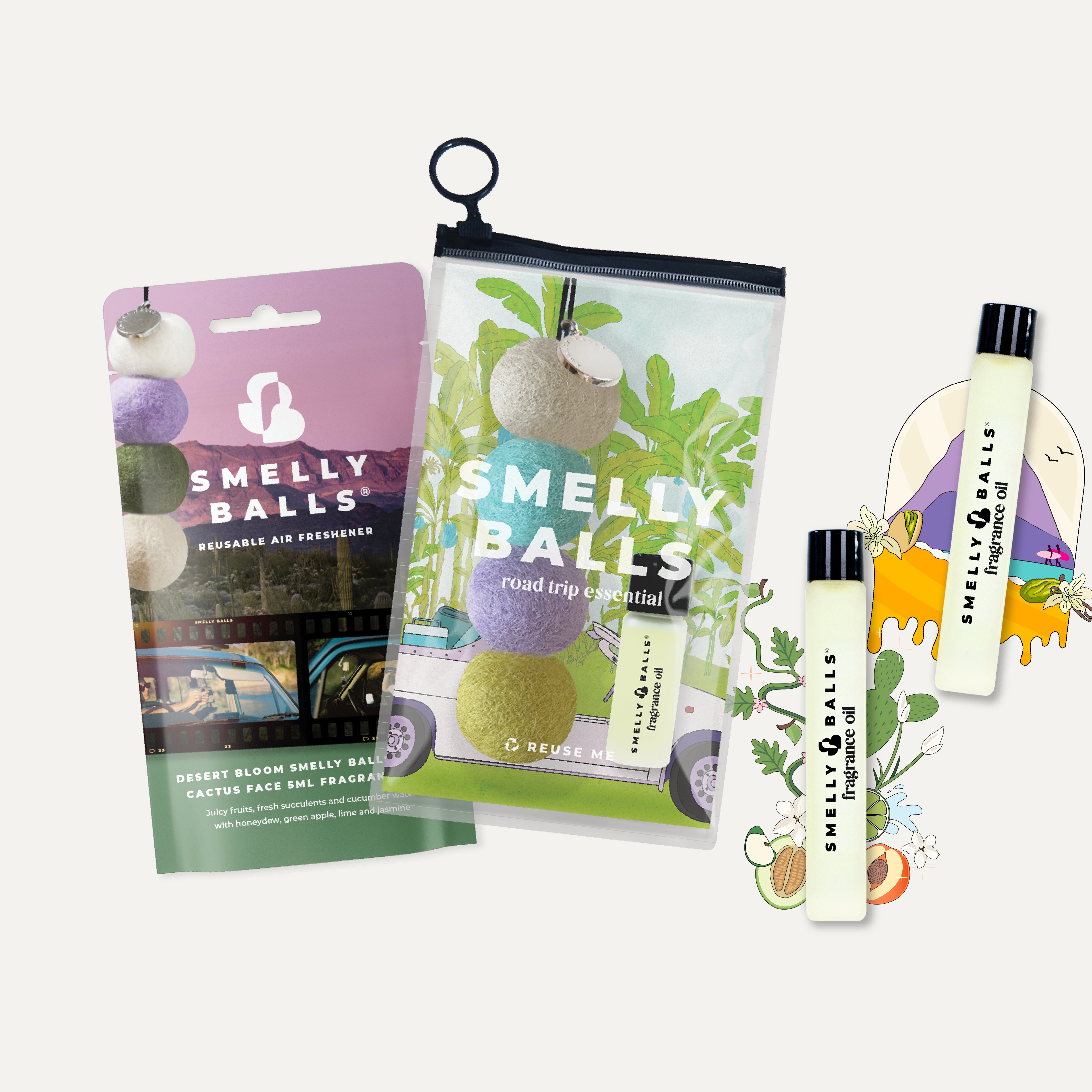 The Oasis Bundle | Green & Botanical Car Air Freshener | Smelly Balls